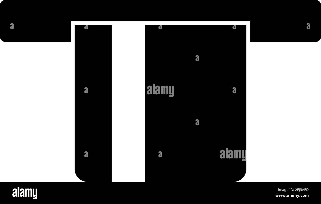 Credit Card Sliding Out From ATM Icon. Black Stencil Design. Vector ...
