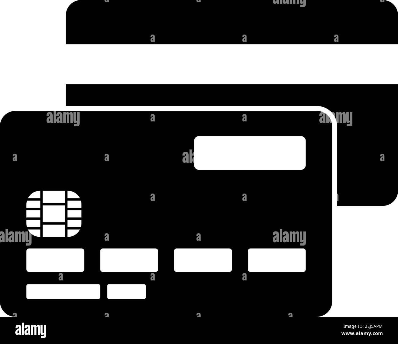 Front And Back Side Of Credit Card Icon. Black Stencil Design. Vector ...