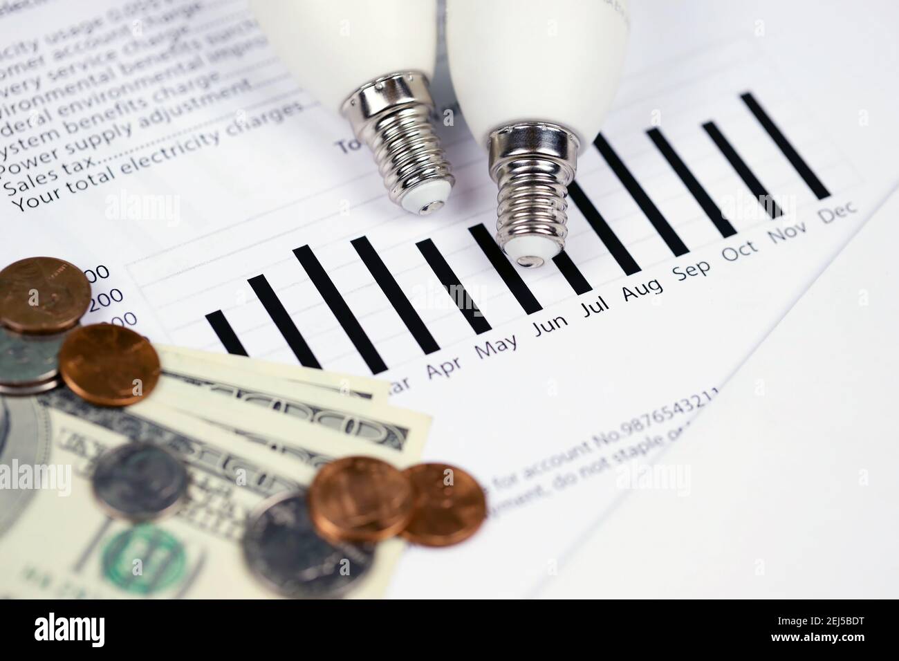 Abstract American electricity bill. Concept of saving money by using ...