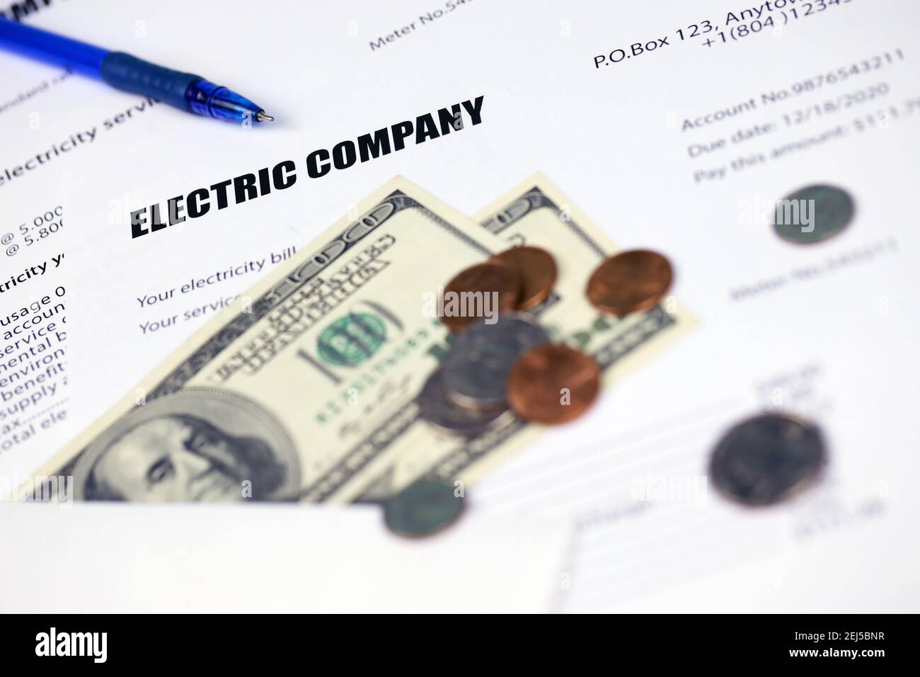 Abstract American electricity bill. Concept of saving money by using ...