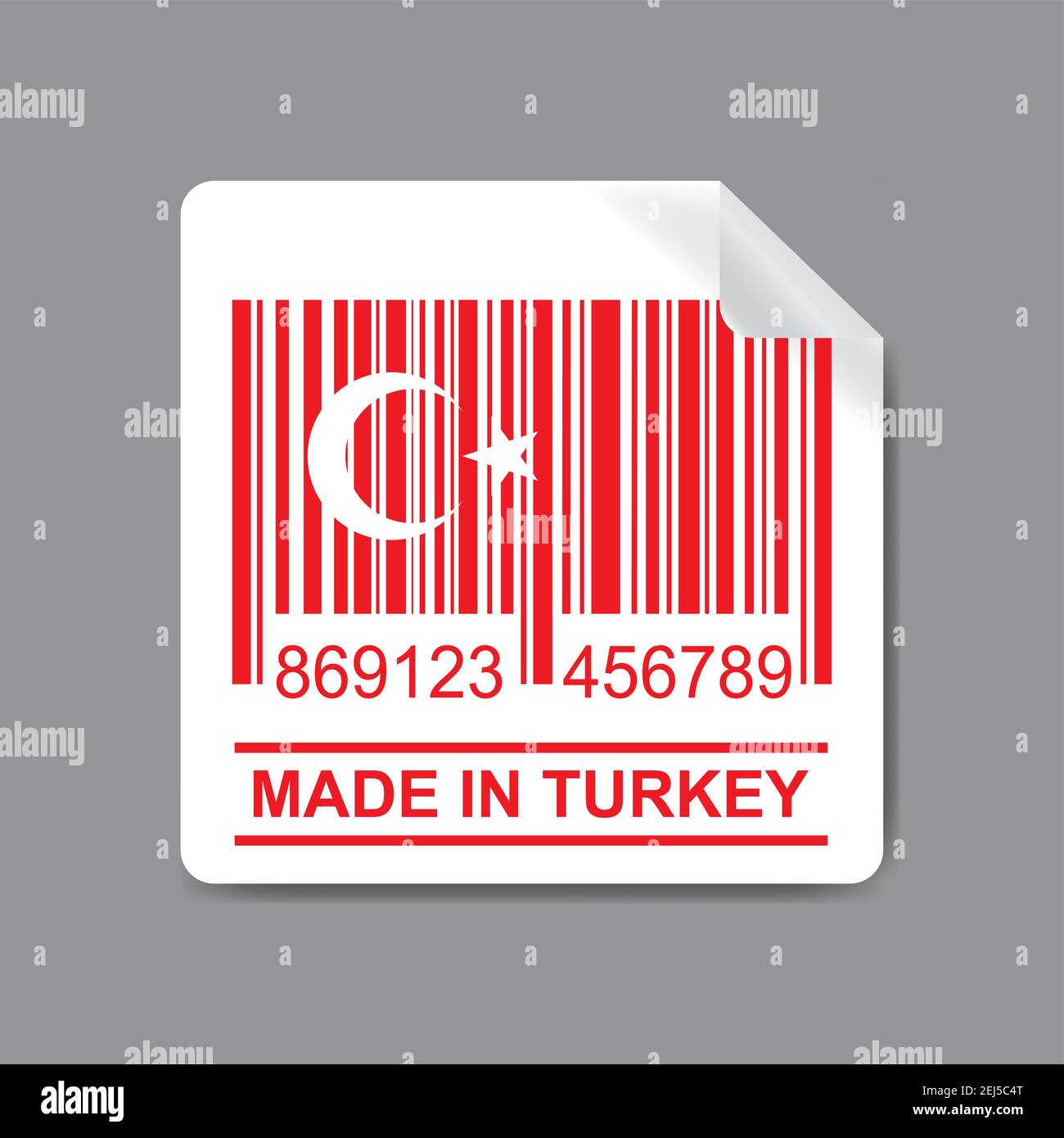 Label with red Barcode and Turkey flag, text-made in Turkey,stock ...