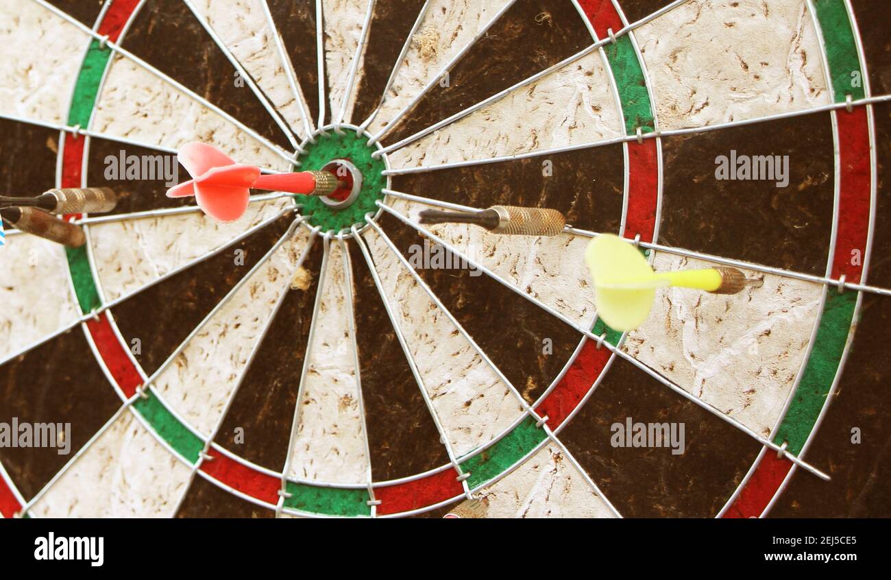 Darts target closeup. Success hitting target aim goal achievement ...