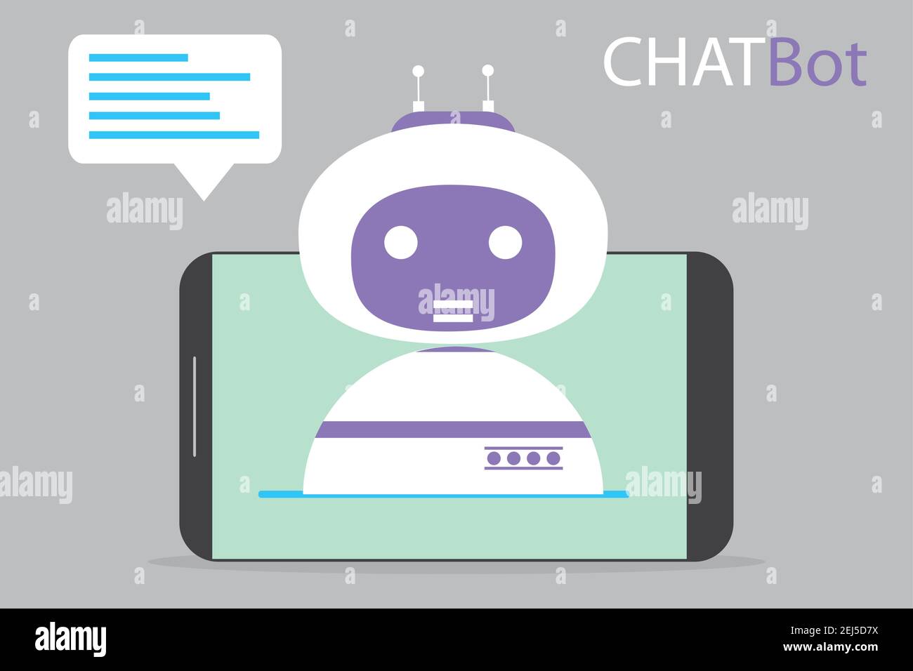 Chatbot on cell phone screen,Online Assistant,flat vector illustration ...