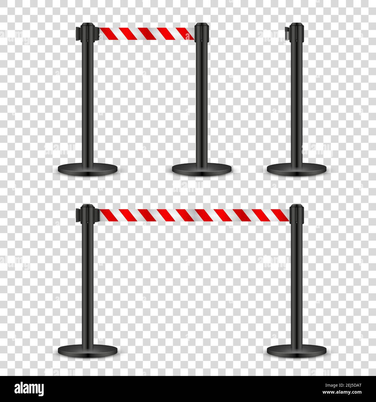 Realistic retractable belt stanchion on transparent background. Crowd ...