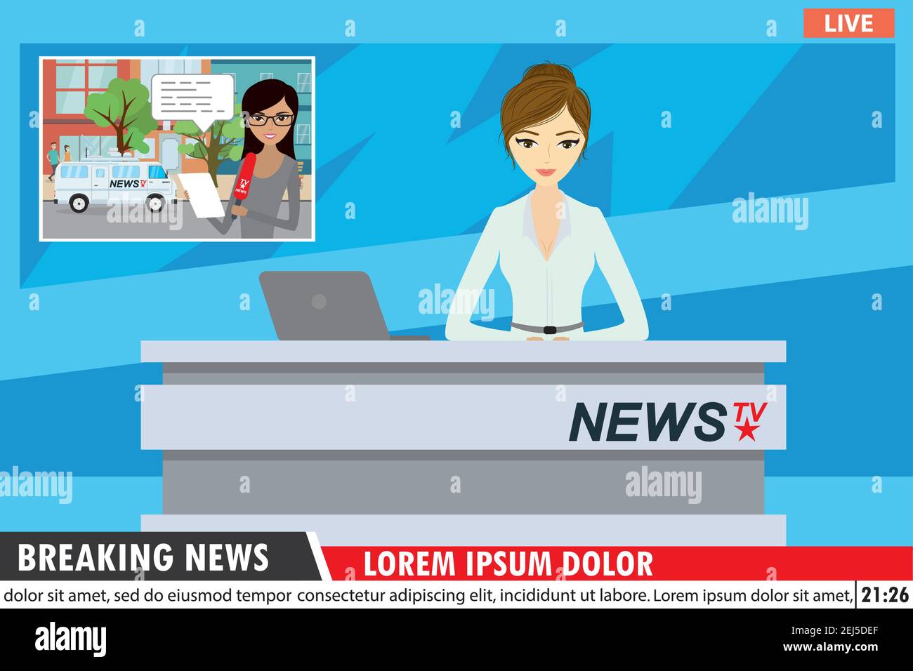 Anchorwoman vector vectors hi-res stock photography and images - Alamy