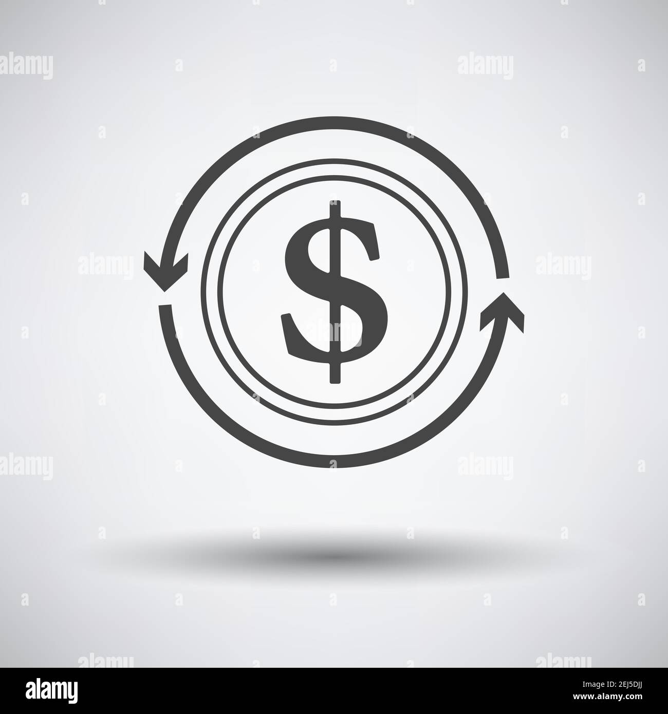 Cash Back Coin Icon. Dark Gray on Gray Background With Round Shadow ...