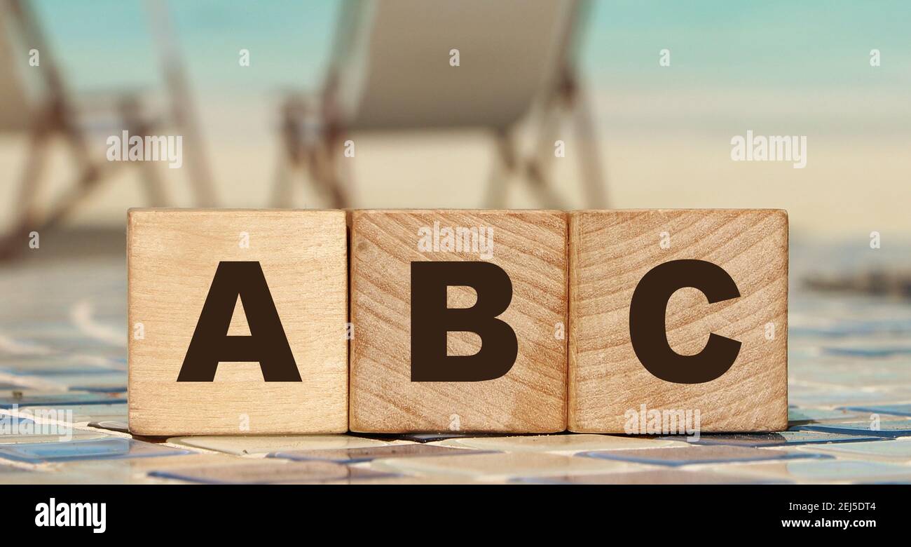 Alphabet blocks ABC. Ocean landscape. Education online concept Stock ...