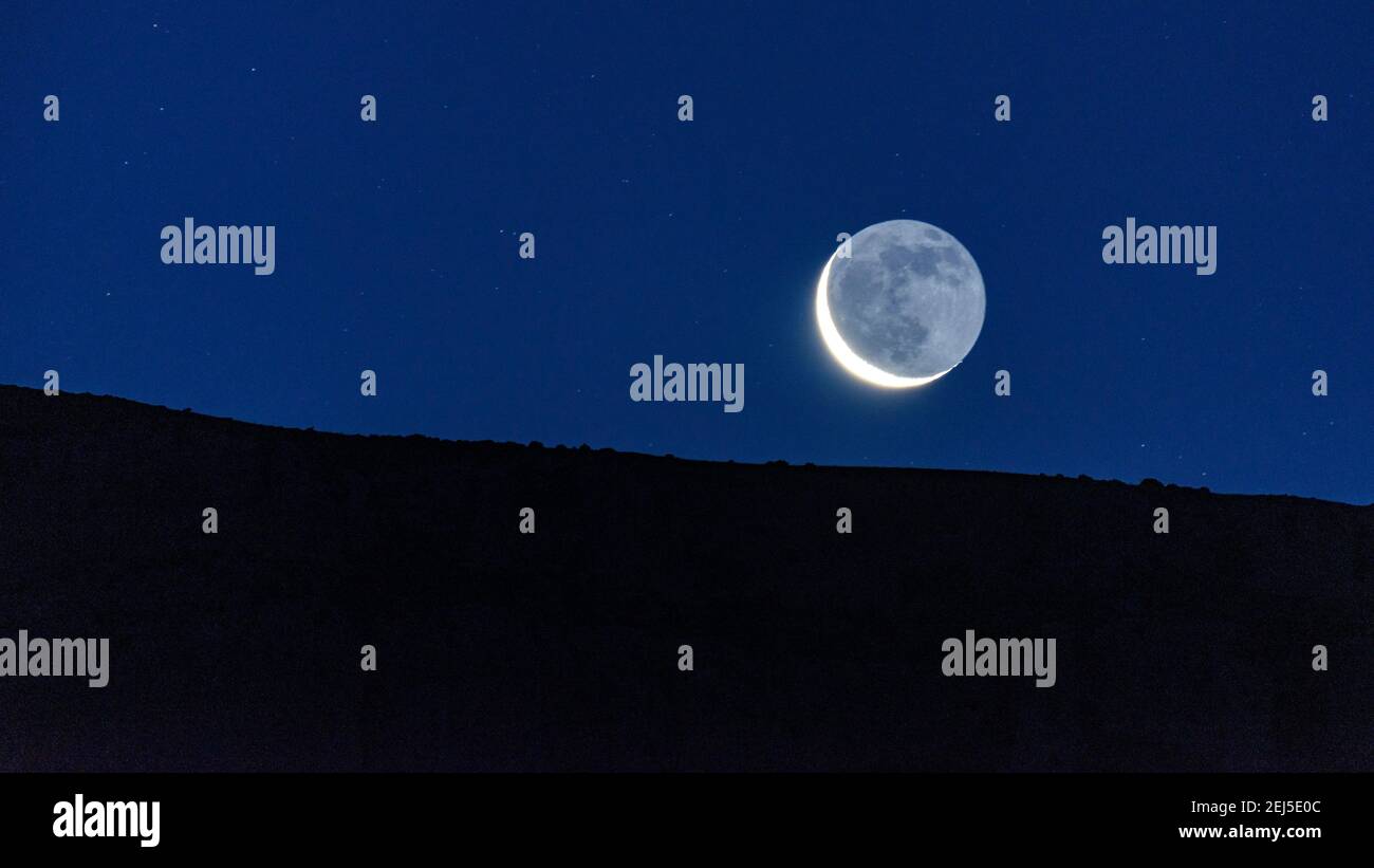 First daylight and the Moon over the Mont-rebei Gorge seen from the ...