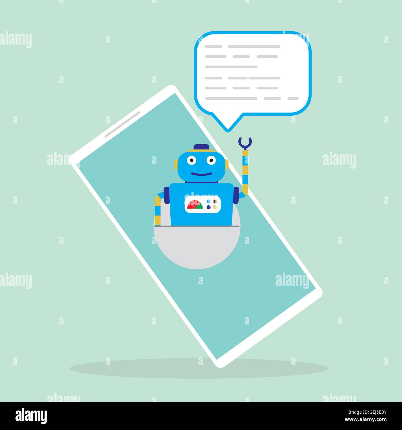 Chatbot on cell phone screen,Online Assistant,flat vector illustration ...