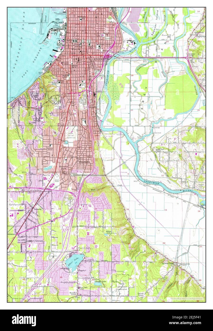 Map of everett washington hi-res stock photography and images - Alamy