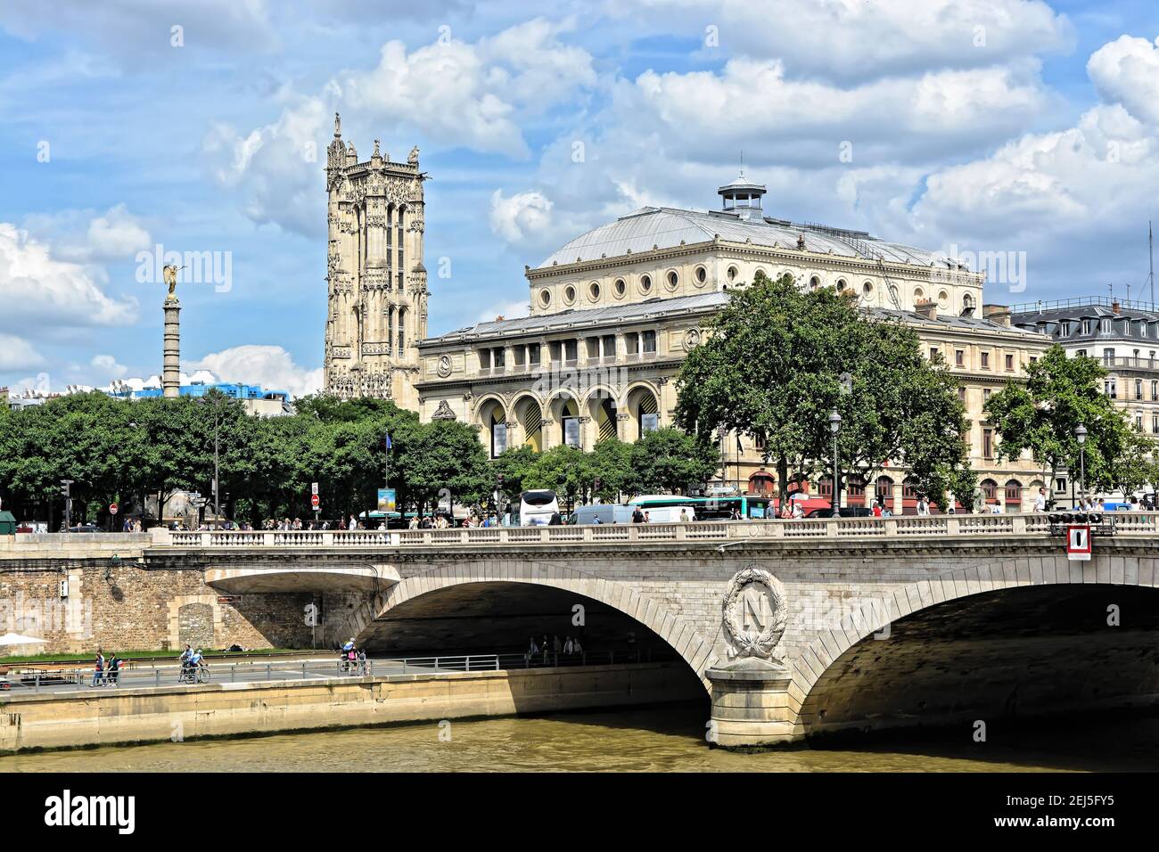 Summer Paris, embankment of the Seine. Cityscape of the capital of ...