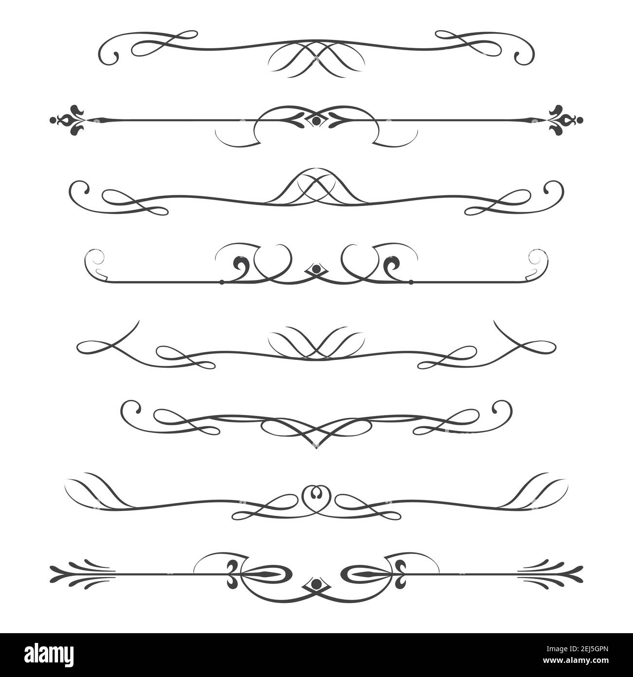 Set of calligraphic design elements- dividers,Thin line decoration ...
