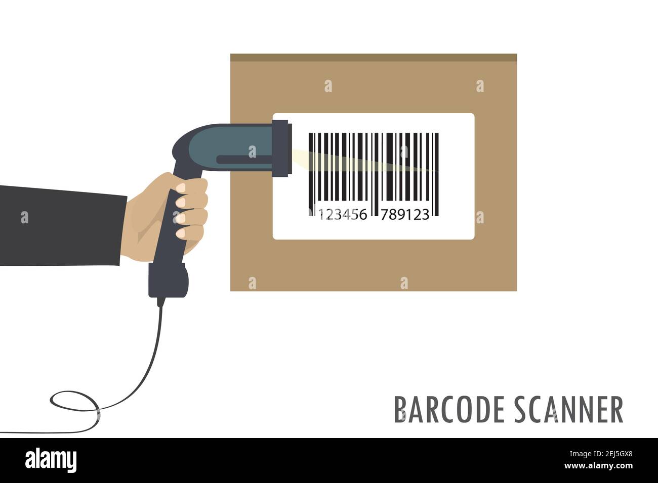 Hand holding scanner,barcode scan,isolated on white background,stock ...