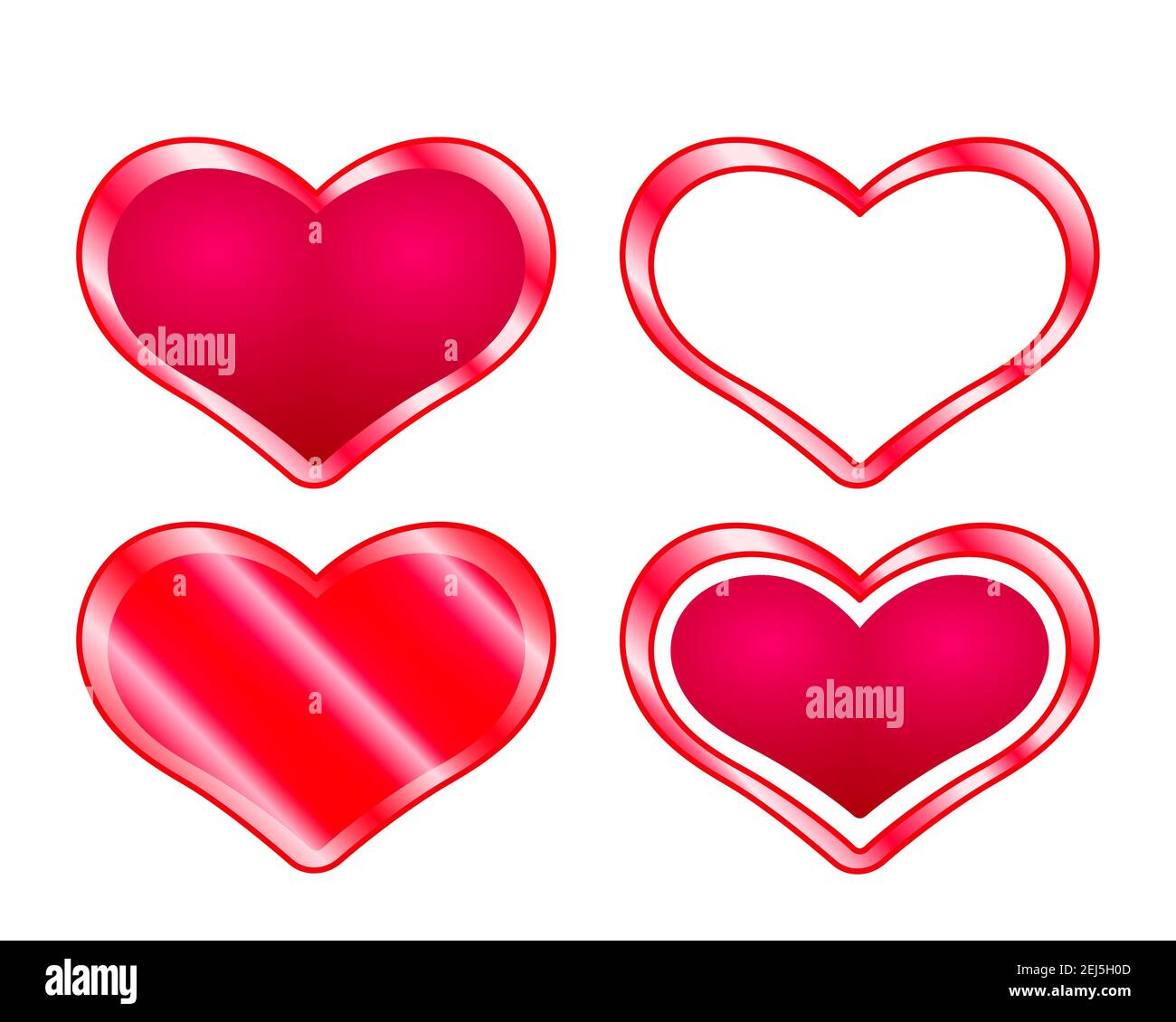 Illustration of the valentine's day abstract luminous heart icon set ...