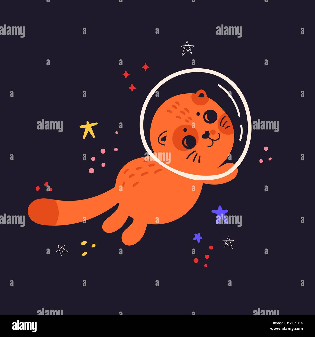 Kids cute illustration with cat in space Stock Vector Image & Art - Alamy