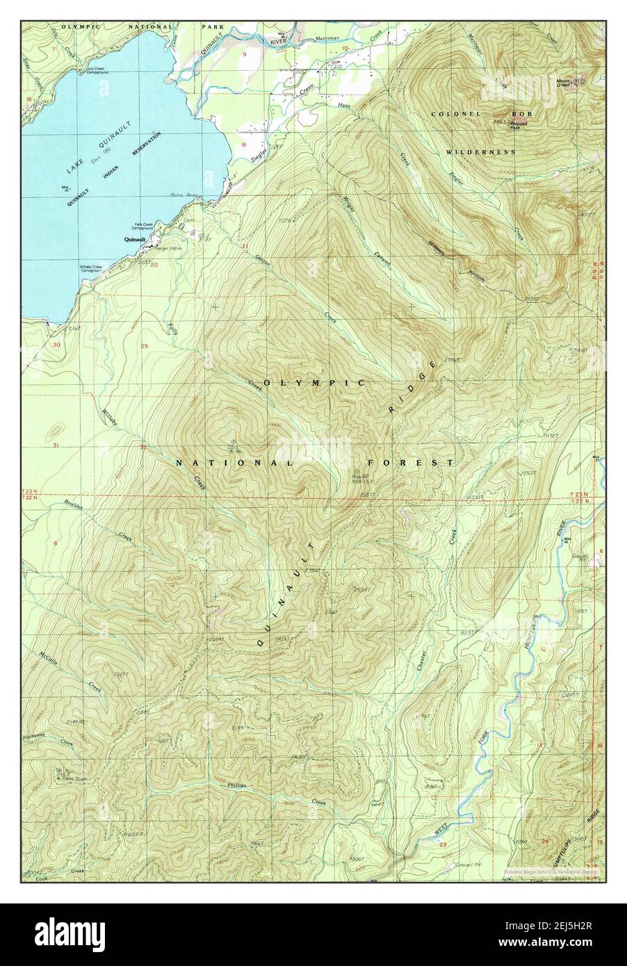 Lake Quinault East, Washington, map 1990, 1:24000, United States of ...