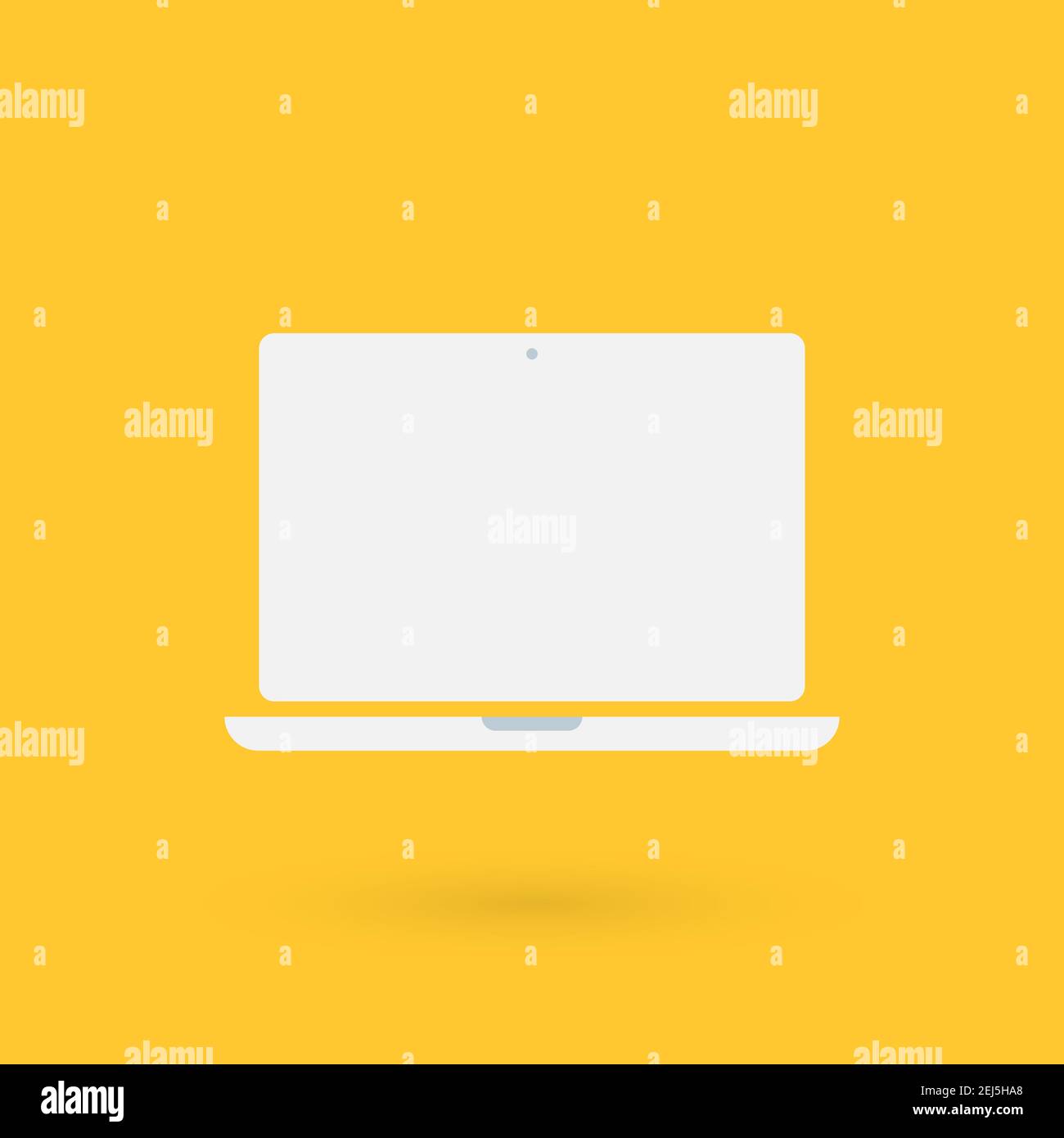 Laptop device with yellow background. Minimal. Vector illustration ...