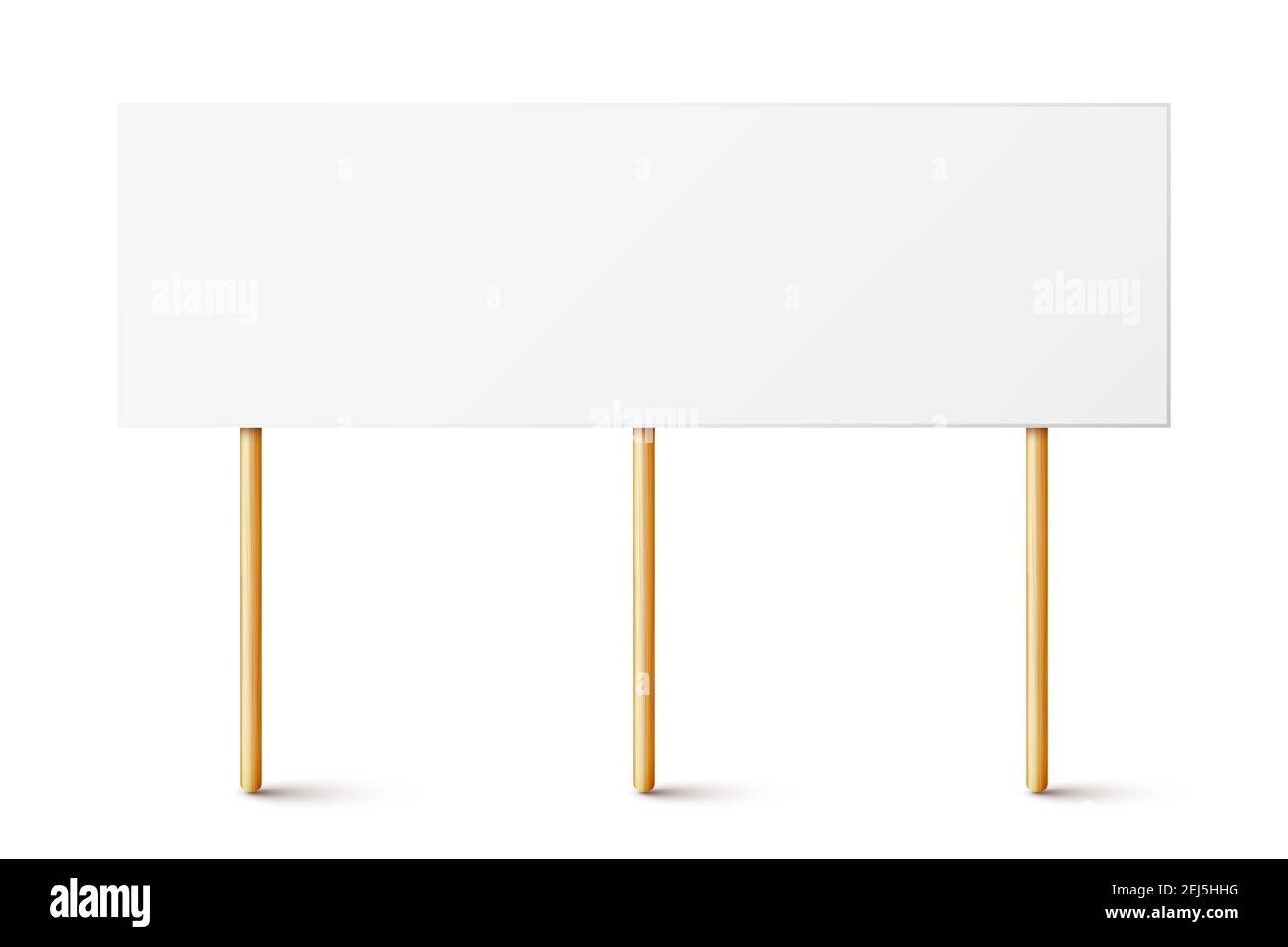 Blank protest sign with wooden holder. Realistic vector demonstration ...