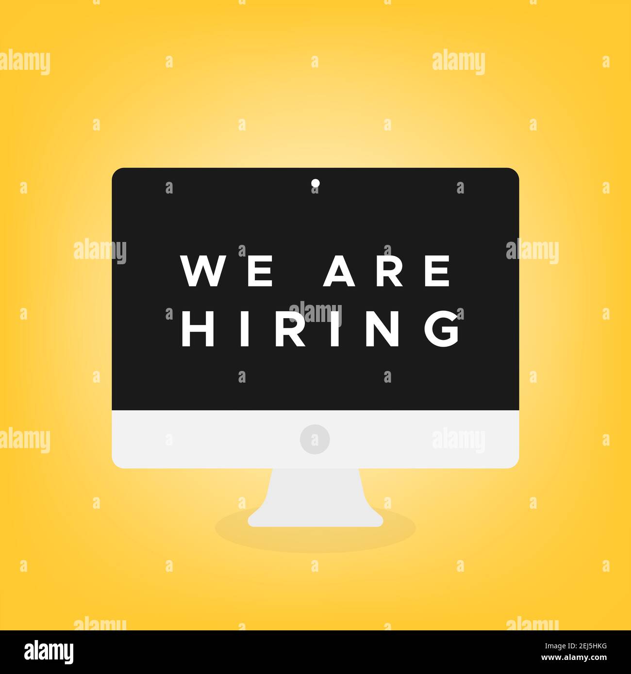 We are hiring. Computer desktop device with screen message. Concept of ...