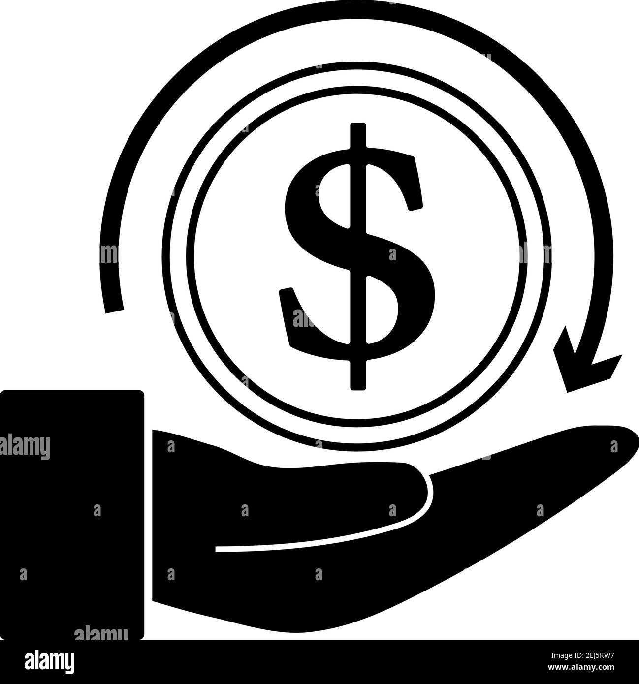 Cash Back Coin To Hand Icon. Black Stencil Design. Vector Illustration ...