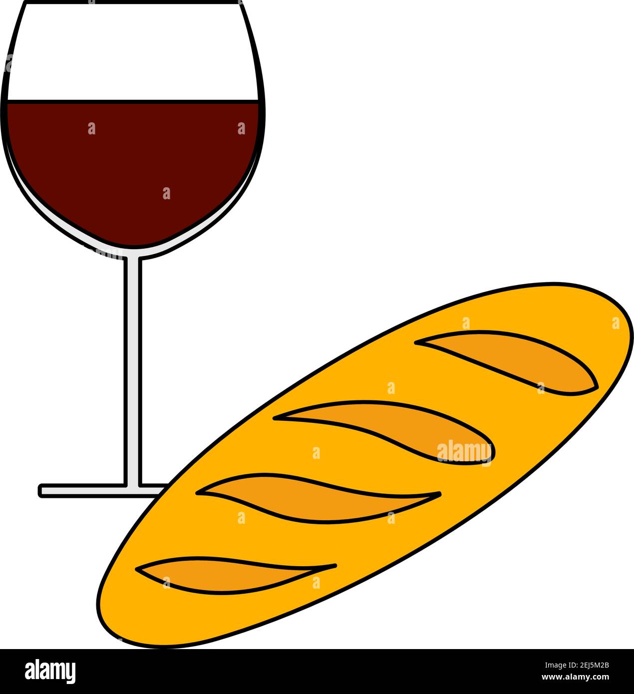 Easter Wine And Bread Icon. Editable Outline With Color Fill Design ...