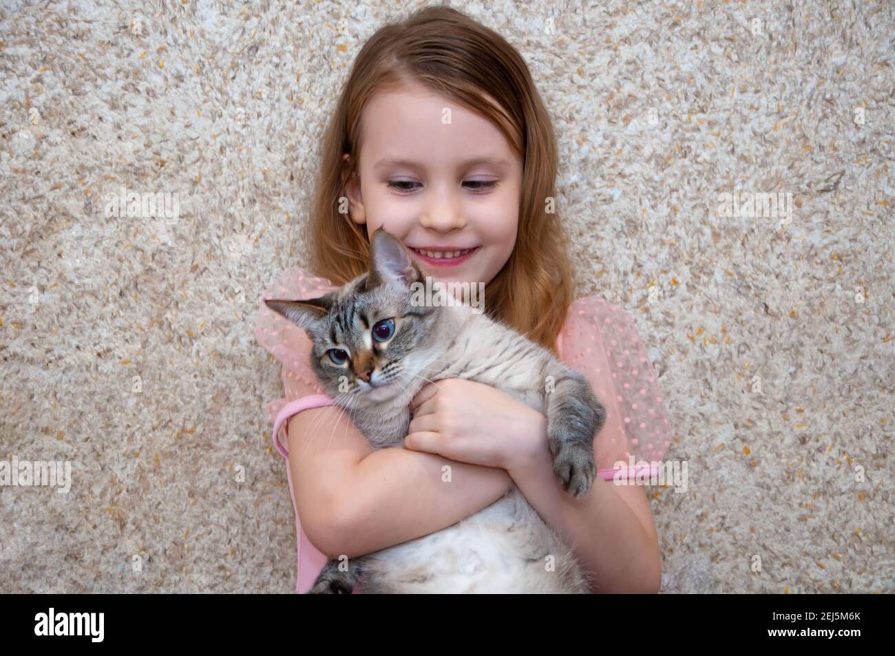Child girl with a cat Stock Photo - Alamy
