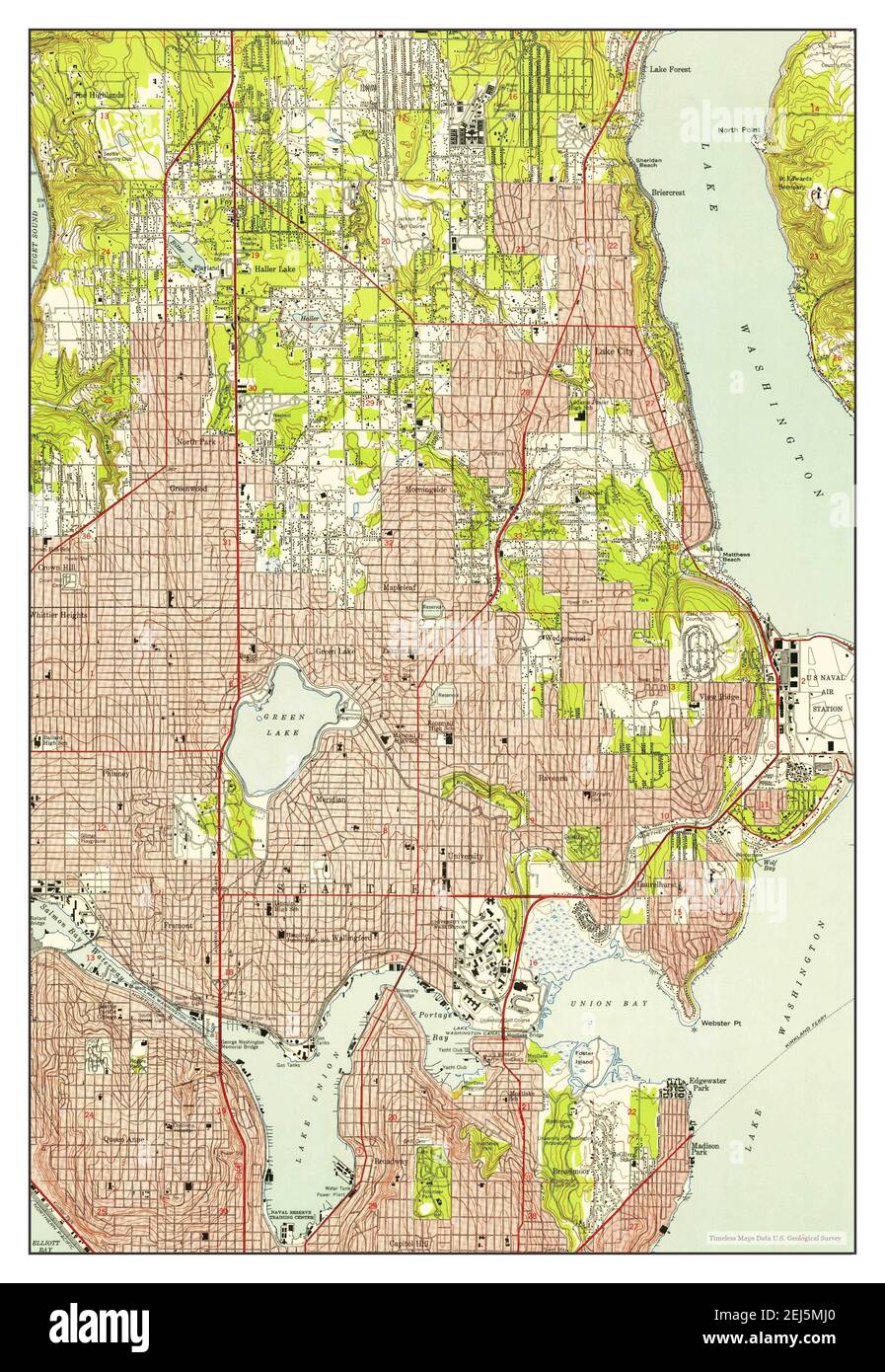 Geographic map of seattle hi-res stock photography and images - Alamy