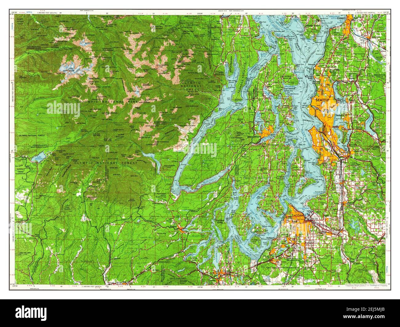 Topographical Map Of Seattle High Resolution Stock Photography and ...