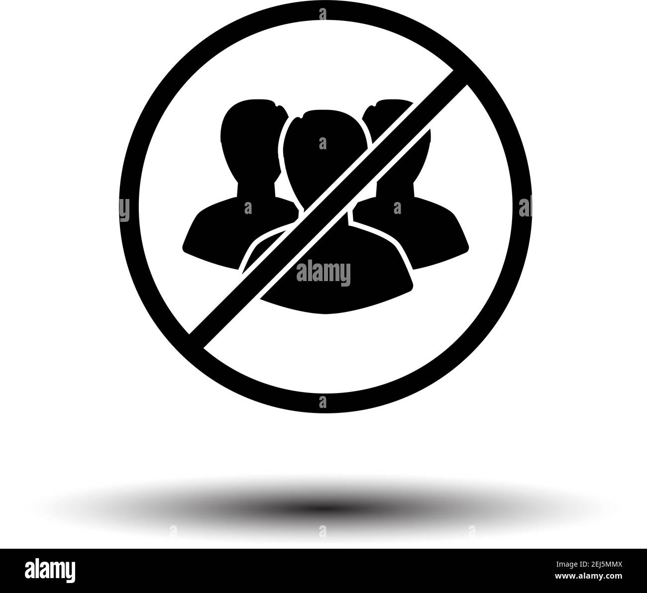 No Meeting Icon. Black on White Background With Shadow. Vector ...
