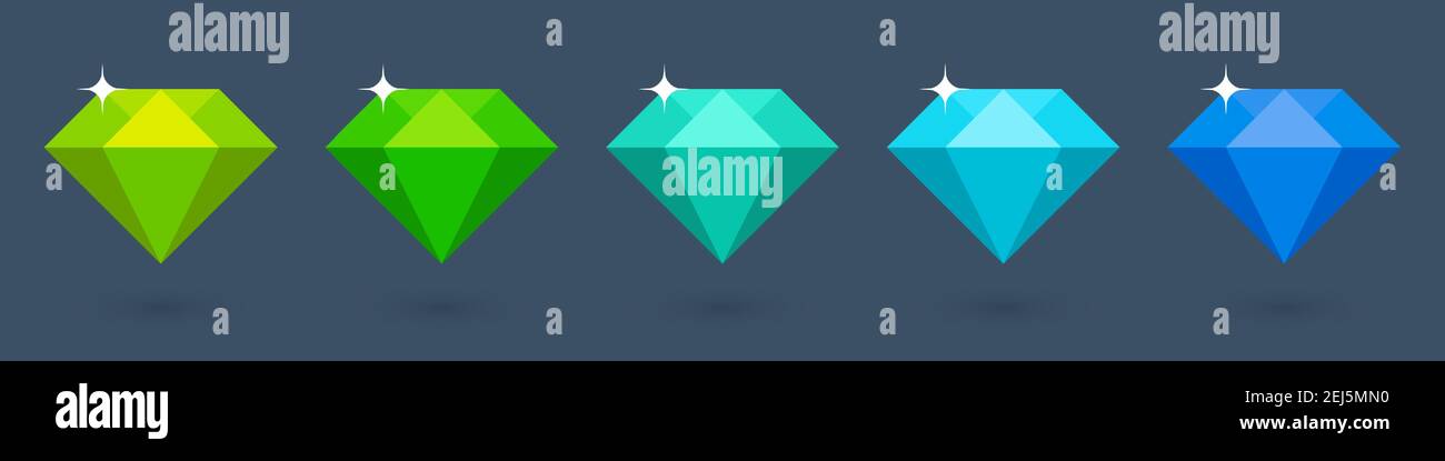 Flat diamonds collection. Colorful gemstone. Vector illustration Stock ...