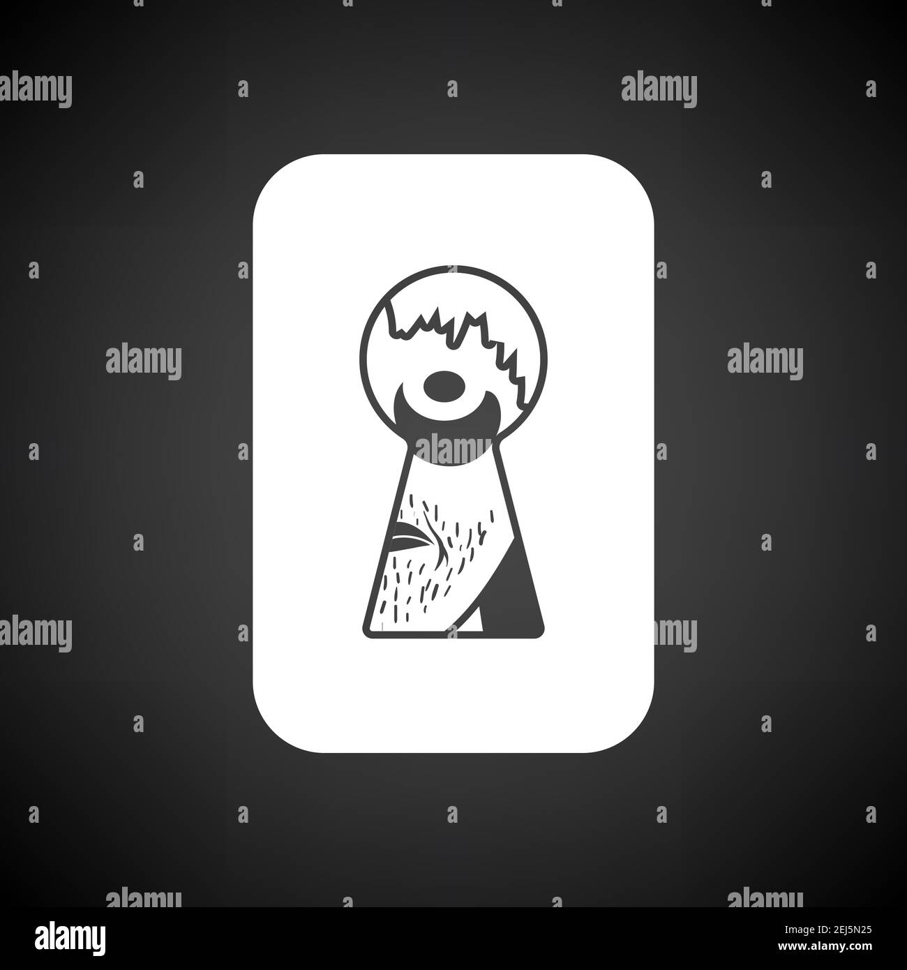 Criminal Peeping Through Keyhole Icon. White on Black Background ...