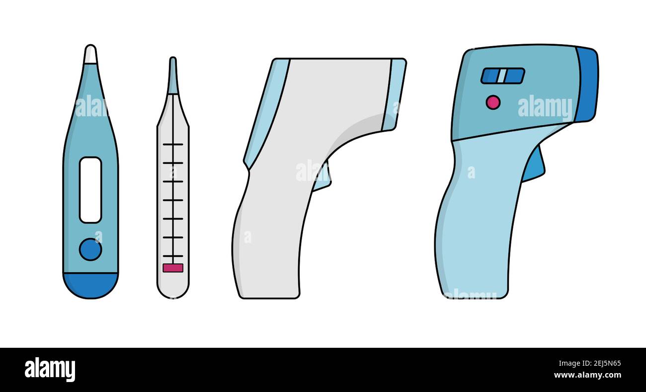 Collection Set of Medical Thermometer Simple Icon. Vector Illustration ...