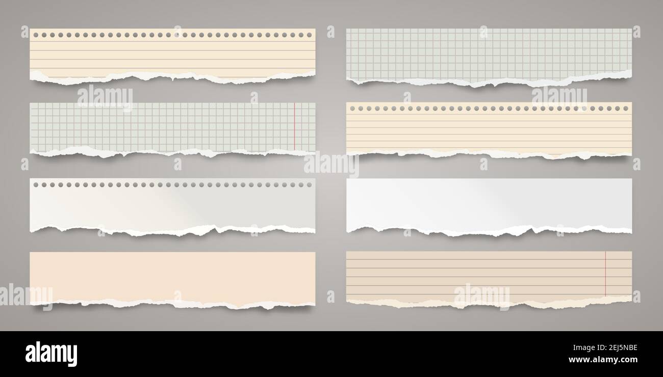 Long ripped colorful paper strips. Realistic crumpled paper scraps with ...