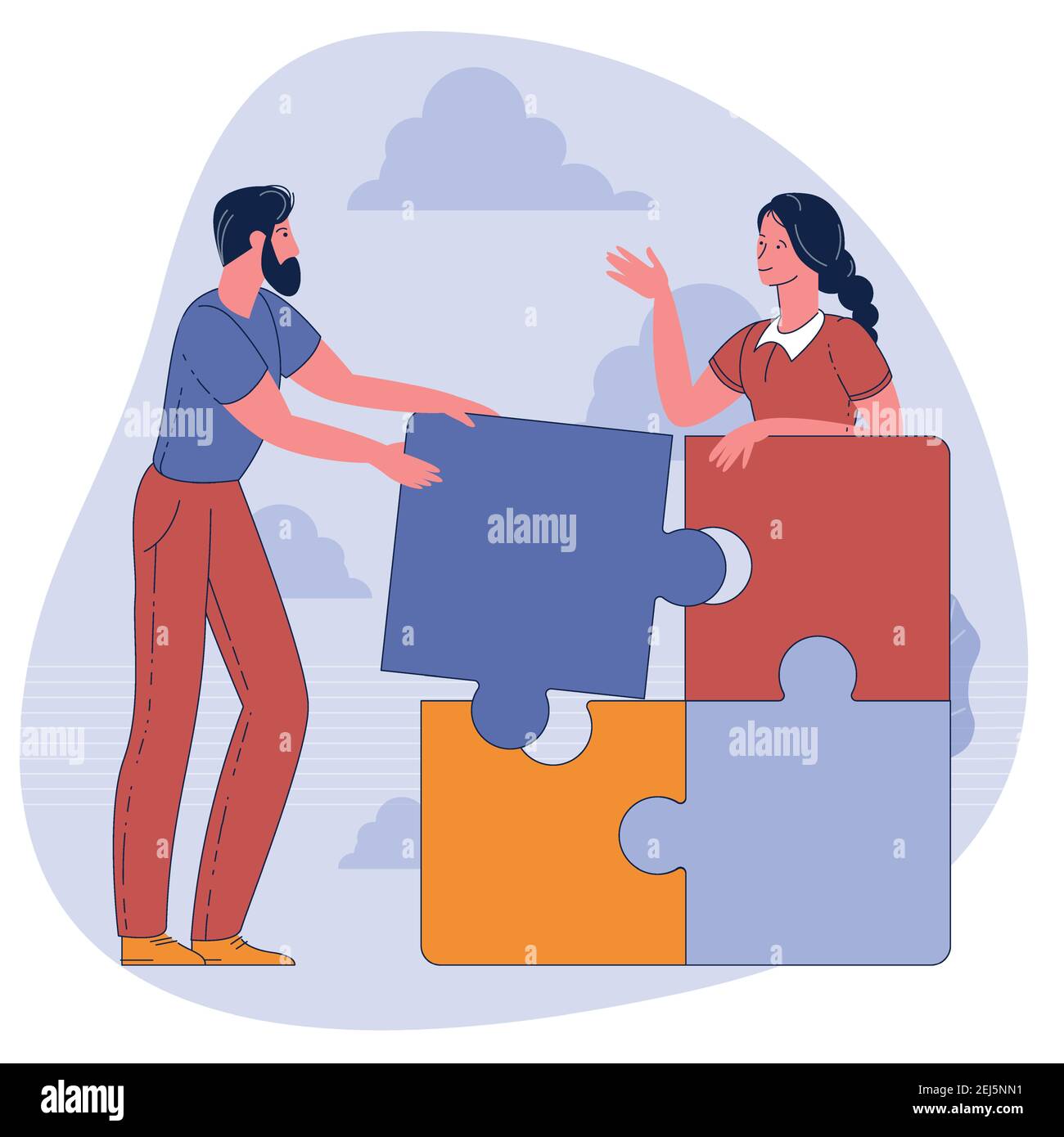 People connecting puzzle elements Stock Vector Image & Art - Alamy