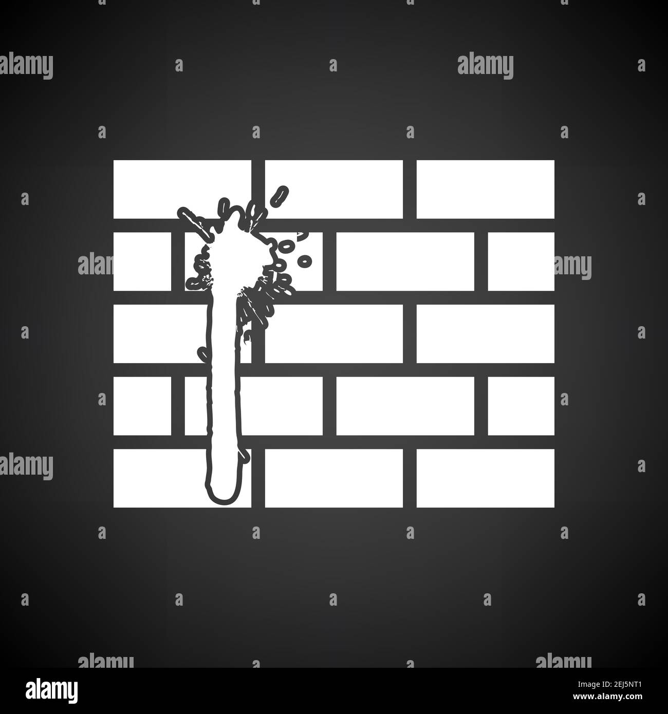 Blood On Brick Wall Icon. White on Black Background. Vector ...