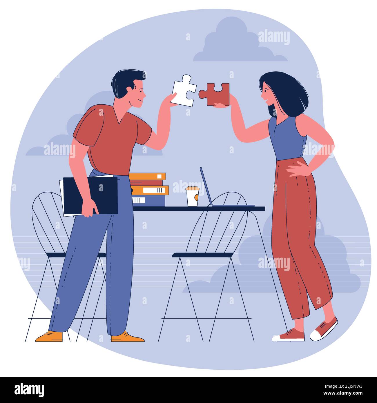 People connecting puzzle elements Stock Vector Image & Art - Alamy