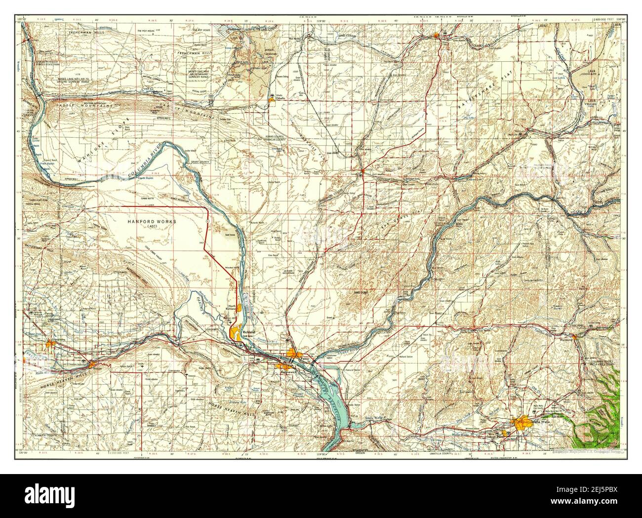 Map of walla walla Cut Out Stock Images & Pictures - Alamy