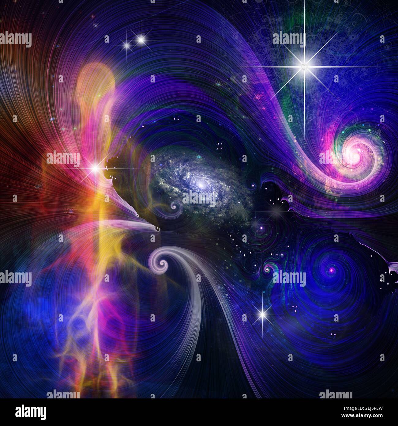 Human spirit in vivid colorful universe. 3D rendering Stock Photo - Alamy