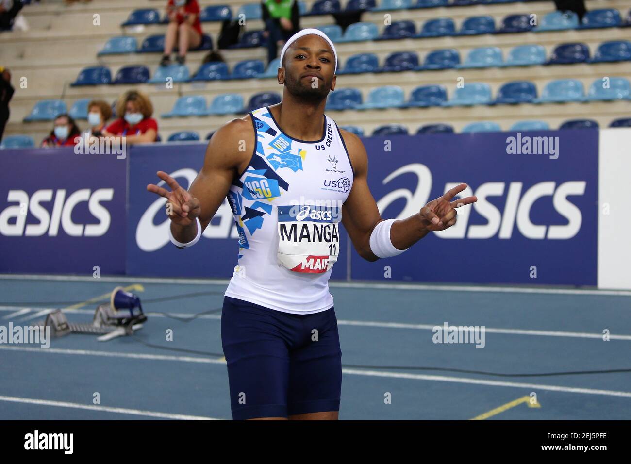 MANGA Aurel of Us Creteil then Finale 60 m Haies Men during the French ...