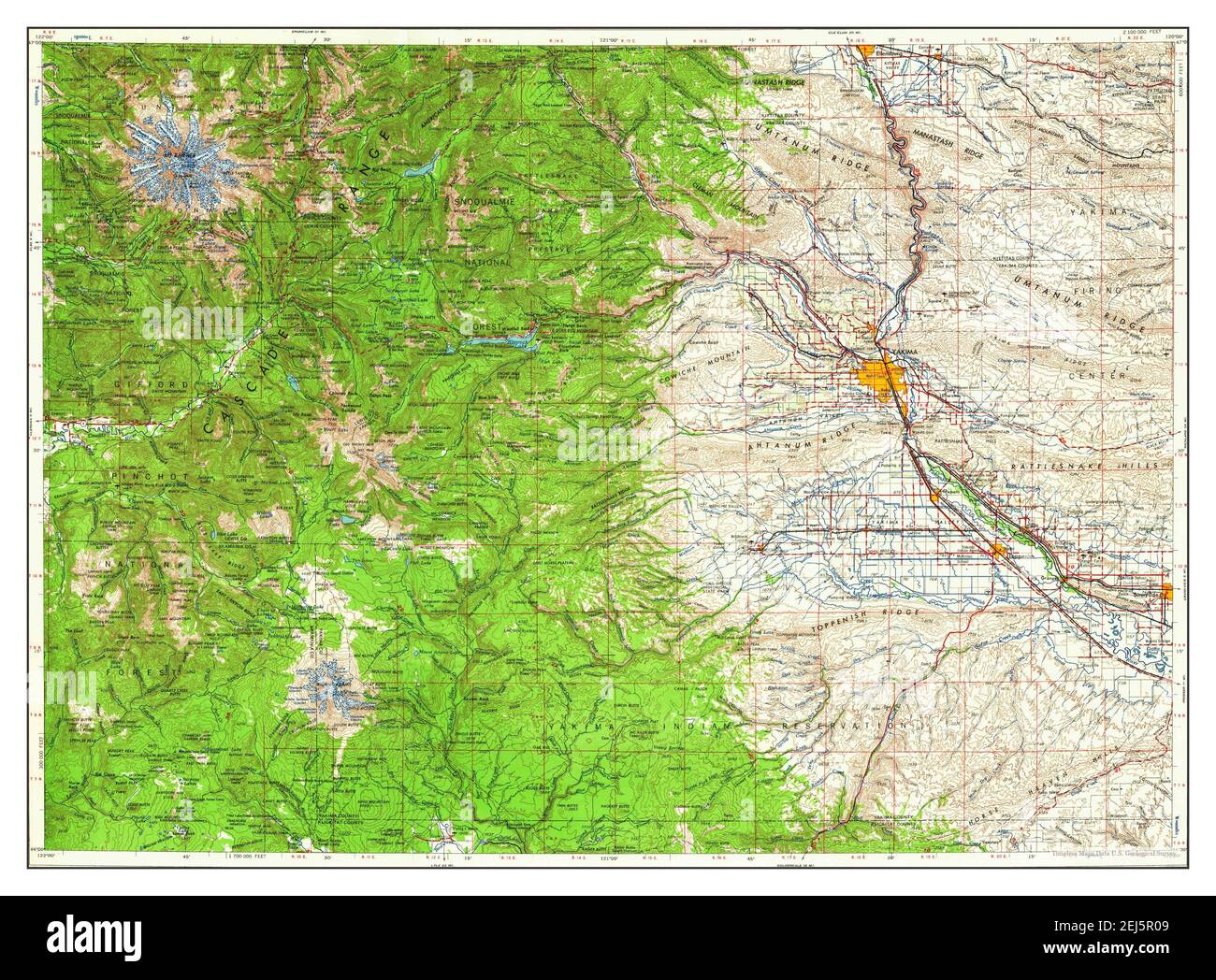 Yakima, Washington, map 1958, 1:250000, United States of America by ...