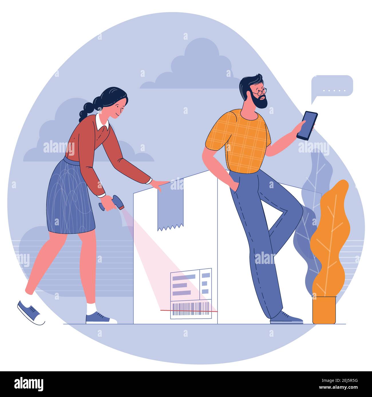 Woman tracking parcel online Stock Vector Images - Alamy