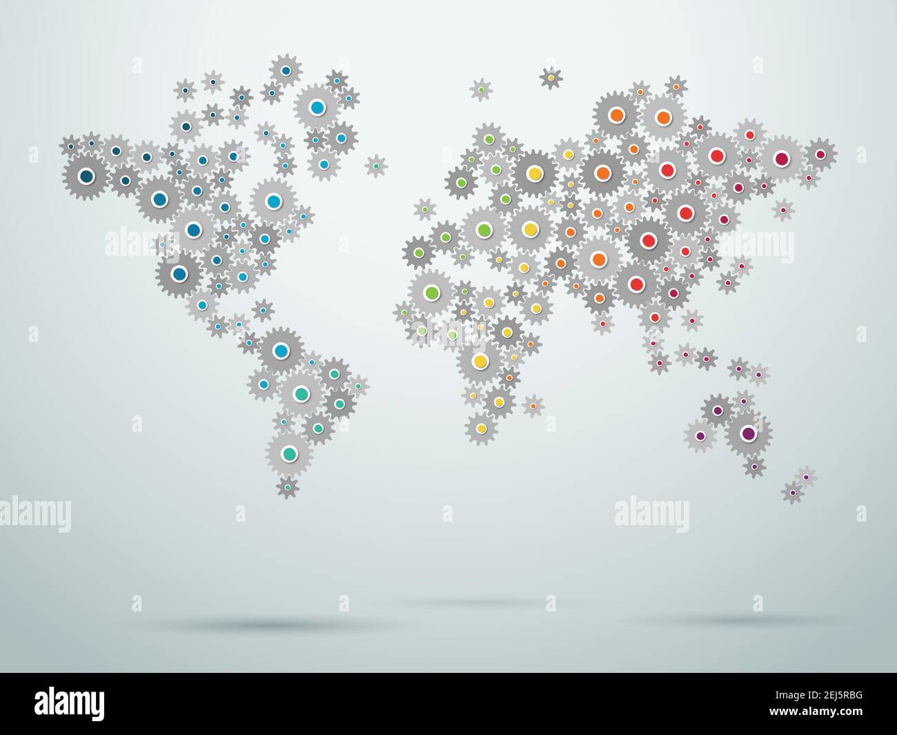 World map cogs connections hi-res stock photography and images - Alamy