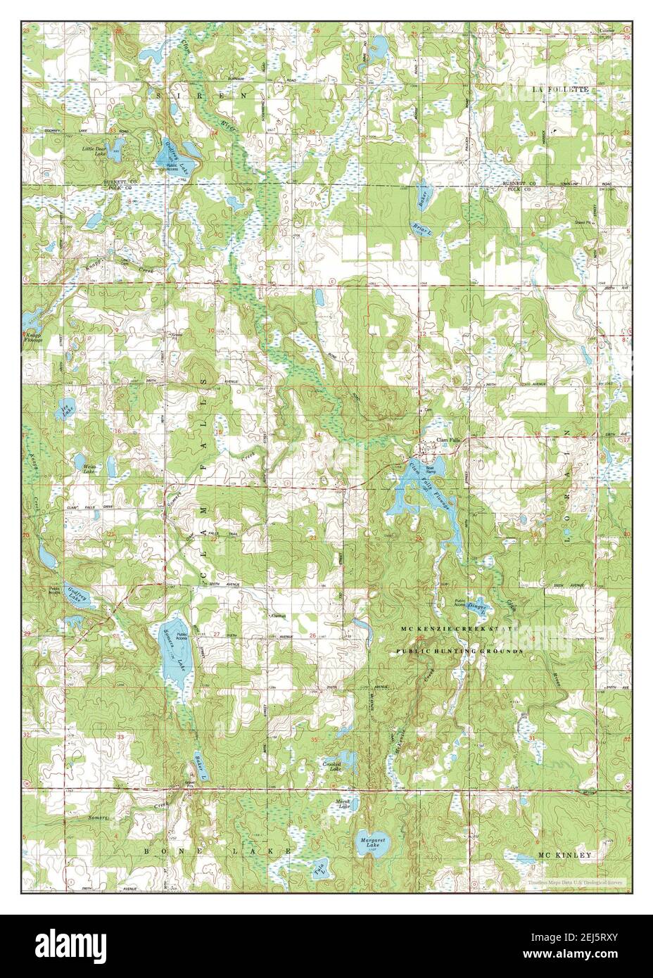 Clam Falls, Wisconsin, map 1983, 1:24000, United States of America by ...
