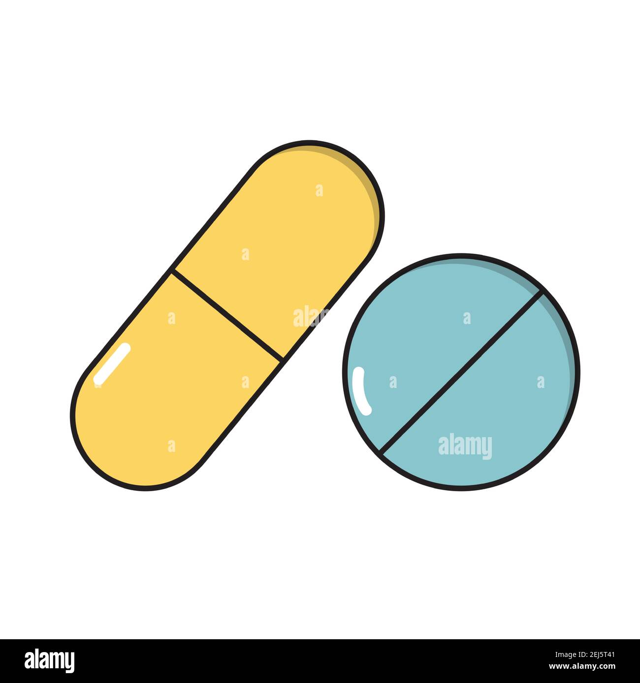Pills simple medical icon in trendy line style isolated on white ...