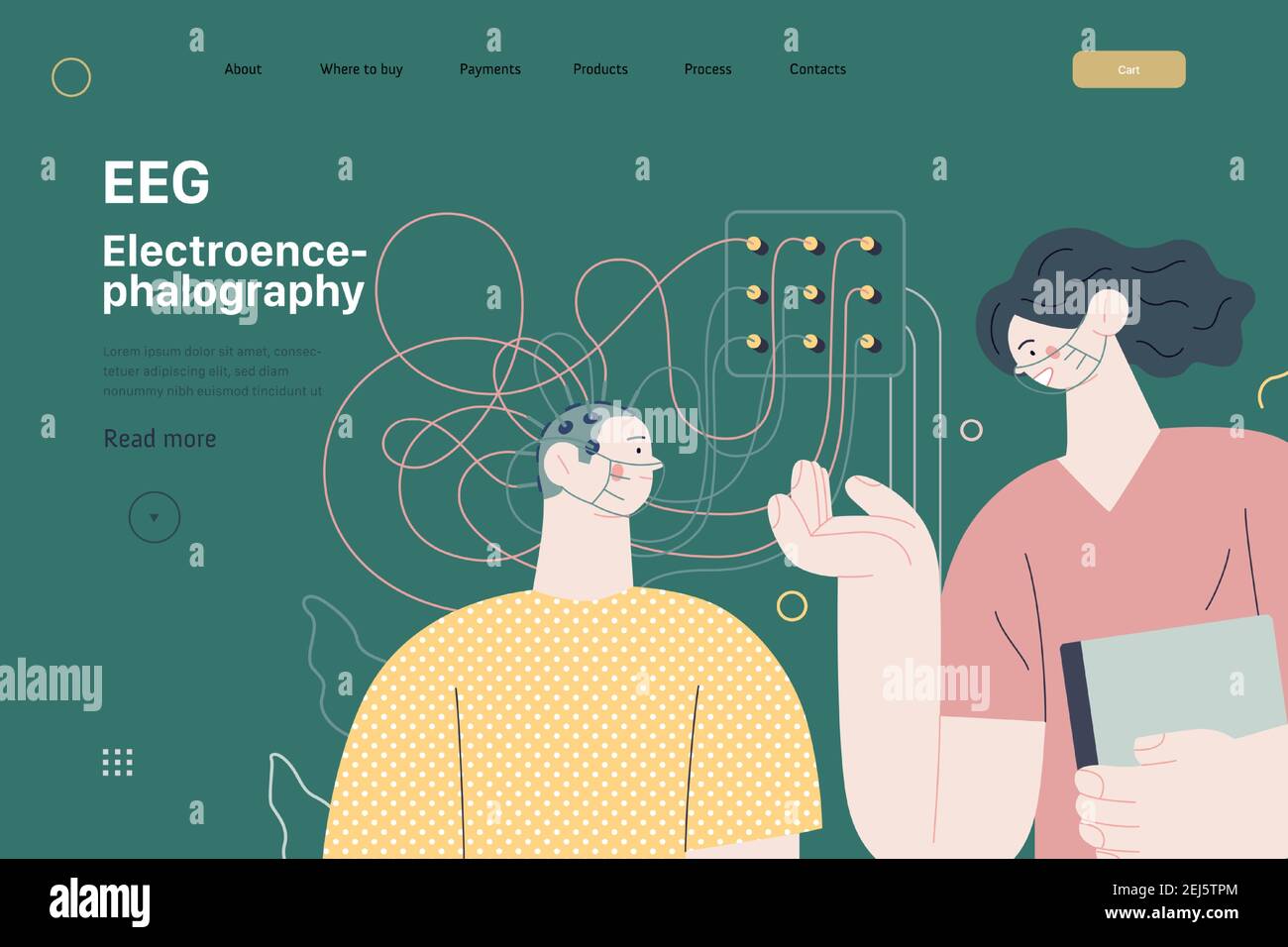 Medical Tests Illustration Eeg Electroencephalography Modern Flat