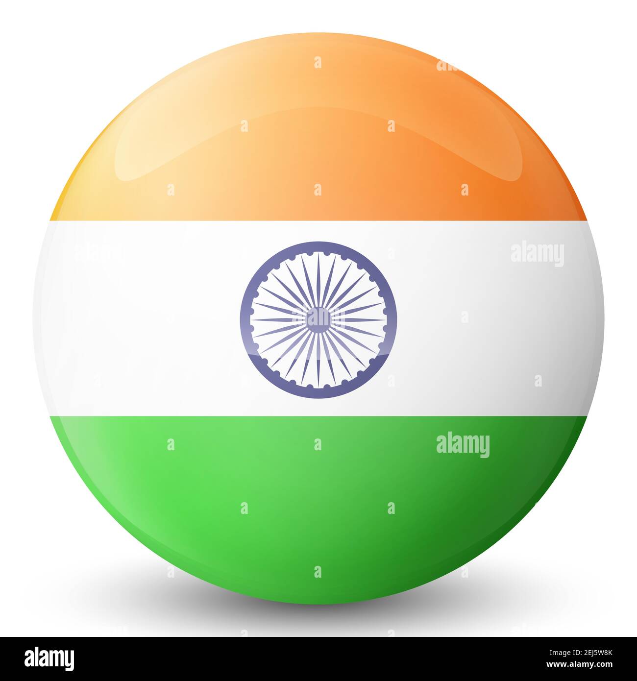Glass light ball with flag of India. Round sphere, template icon ...