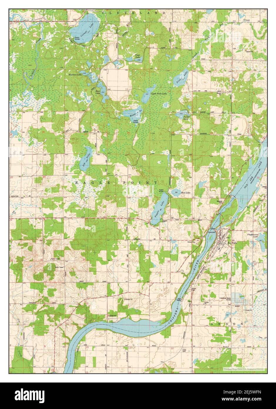 Jim Falls, Wisconsin, map 1975, 1:24000, United States of America by ...