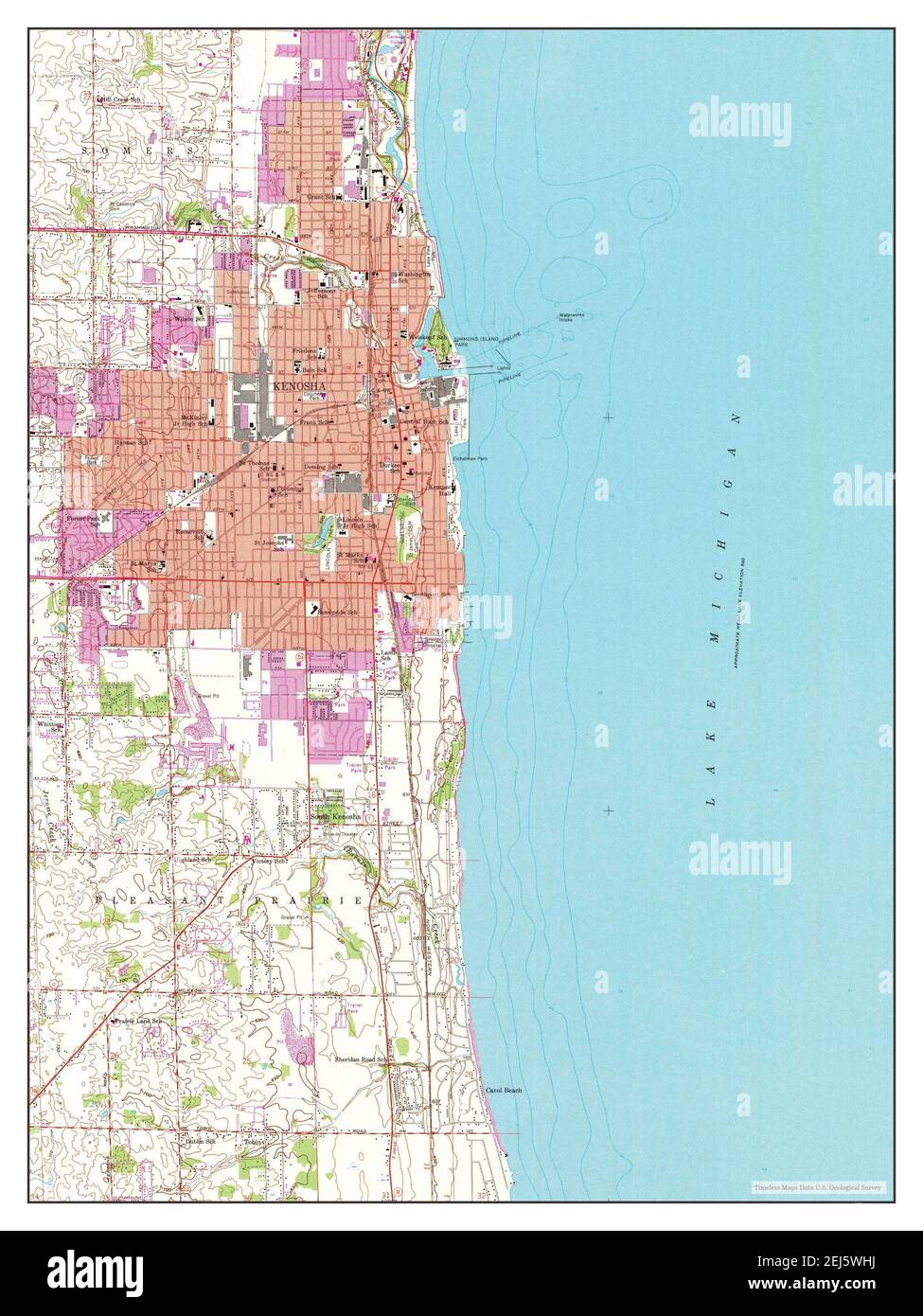 Kenosha, Wisconsin, map 1958, 1:24000, United States of America by ...