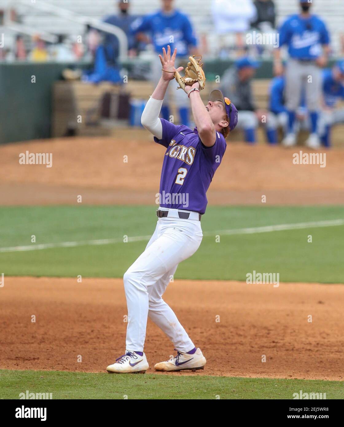 Baton Rouge, LA, USA. 21st Feb, 2021. LSU shortstop Zach Arnold (2 ...