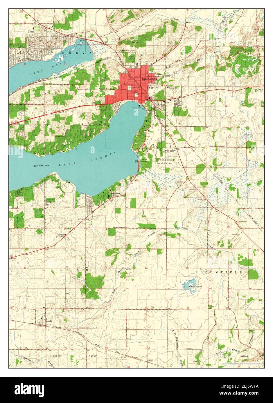 Map of lake geneva wisconsin hi-res stock photography and images - Alamy